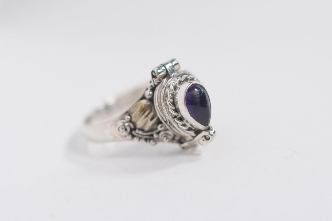 Deep Purple Amethyst Poison Ring 925 Sterling Silver Locket Ring ...