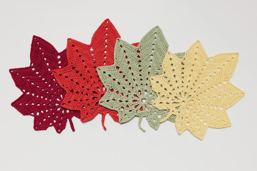 Crochet Maple Leaves Handmade Doily Intricate Stylish Home Decor Unique ...