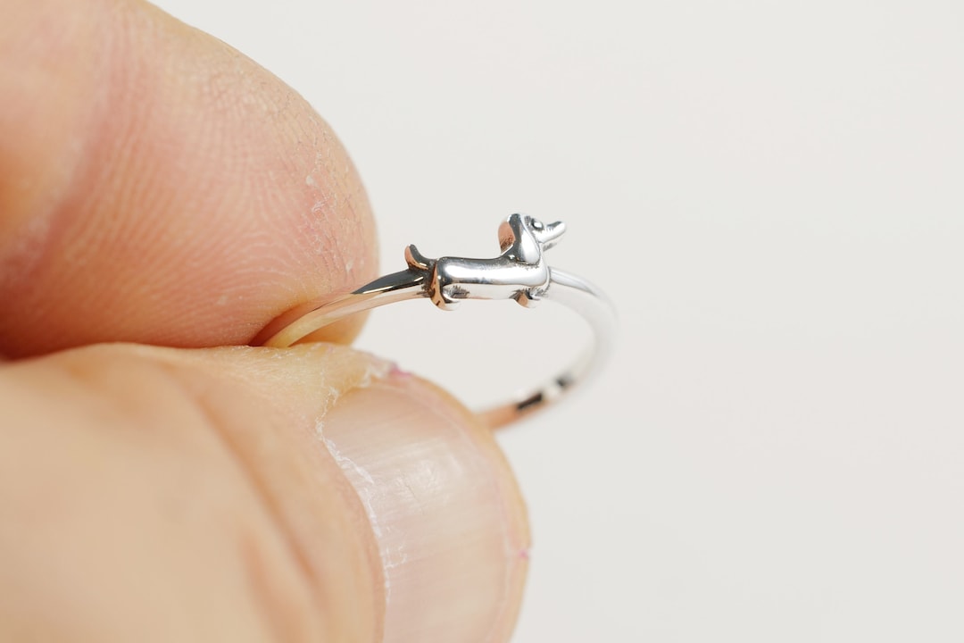 925 Sterling Silver Weiner Dog Dachshund Dog Ring Stackable Minimalist ...
