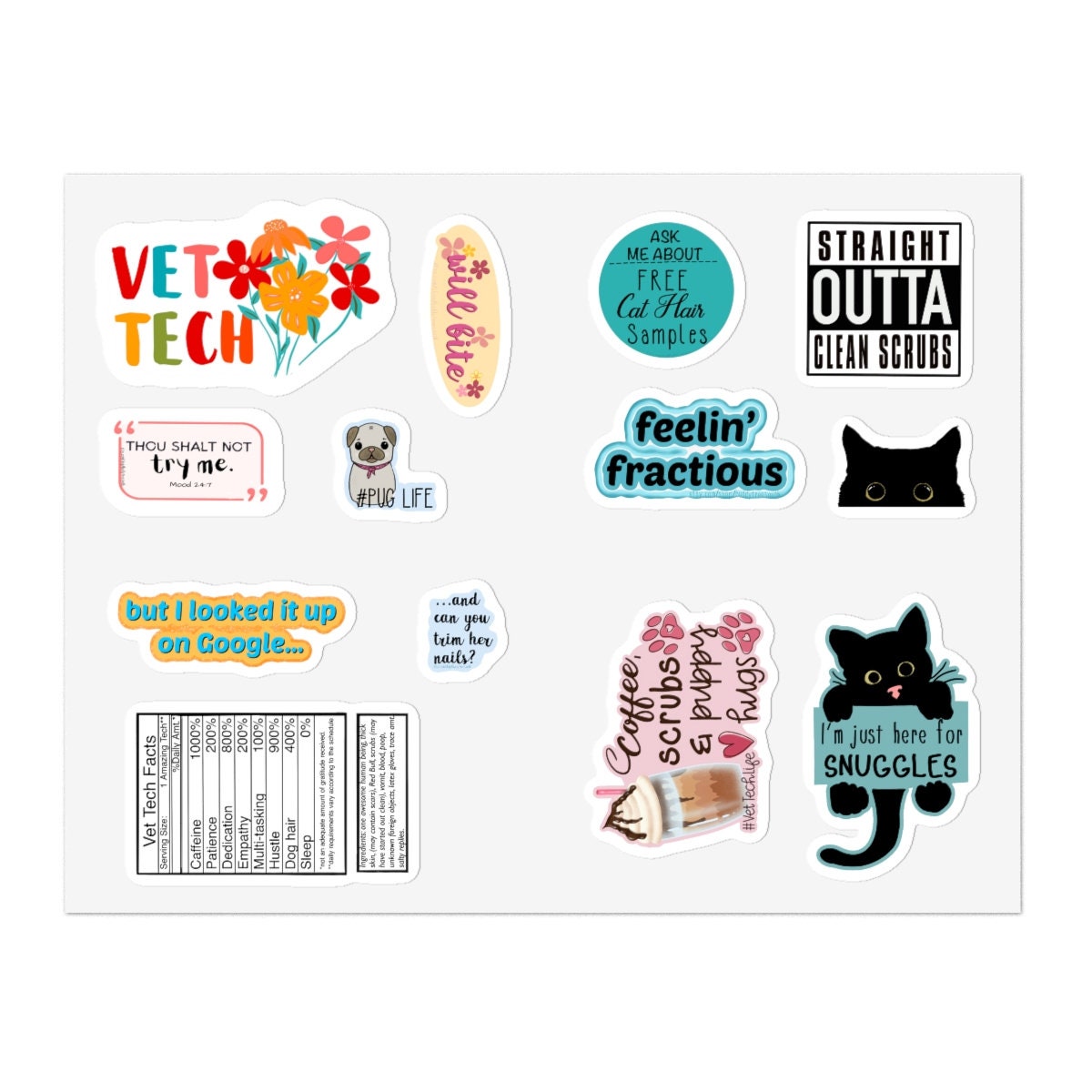Vet Tech Week Vet Assistant Sticker Sheet - ONE SHEET - Etsy