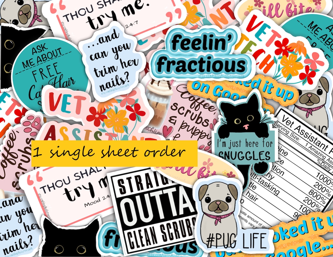 Vet Tech Week Vet Assistant Sticker Sheet - ONE SHEET - Etsy
