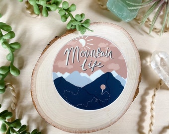 Mountain Range Sticker Water Color Sticker Sun and Mountain - Etsy
