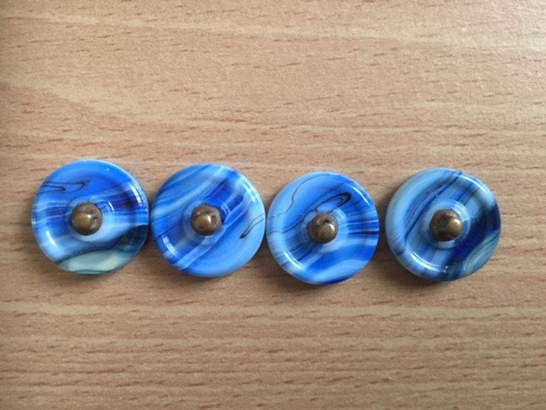 4 X Vintage Edwardian Czech Blue Glass Marble Effect Buttons C.1900. - Etsy
