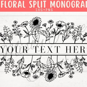 Flower Split Monogram, Floral Split Monogram, Wildflowers SVG, Floral ...
