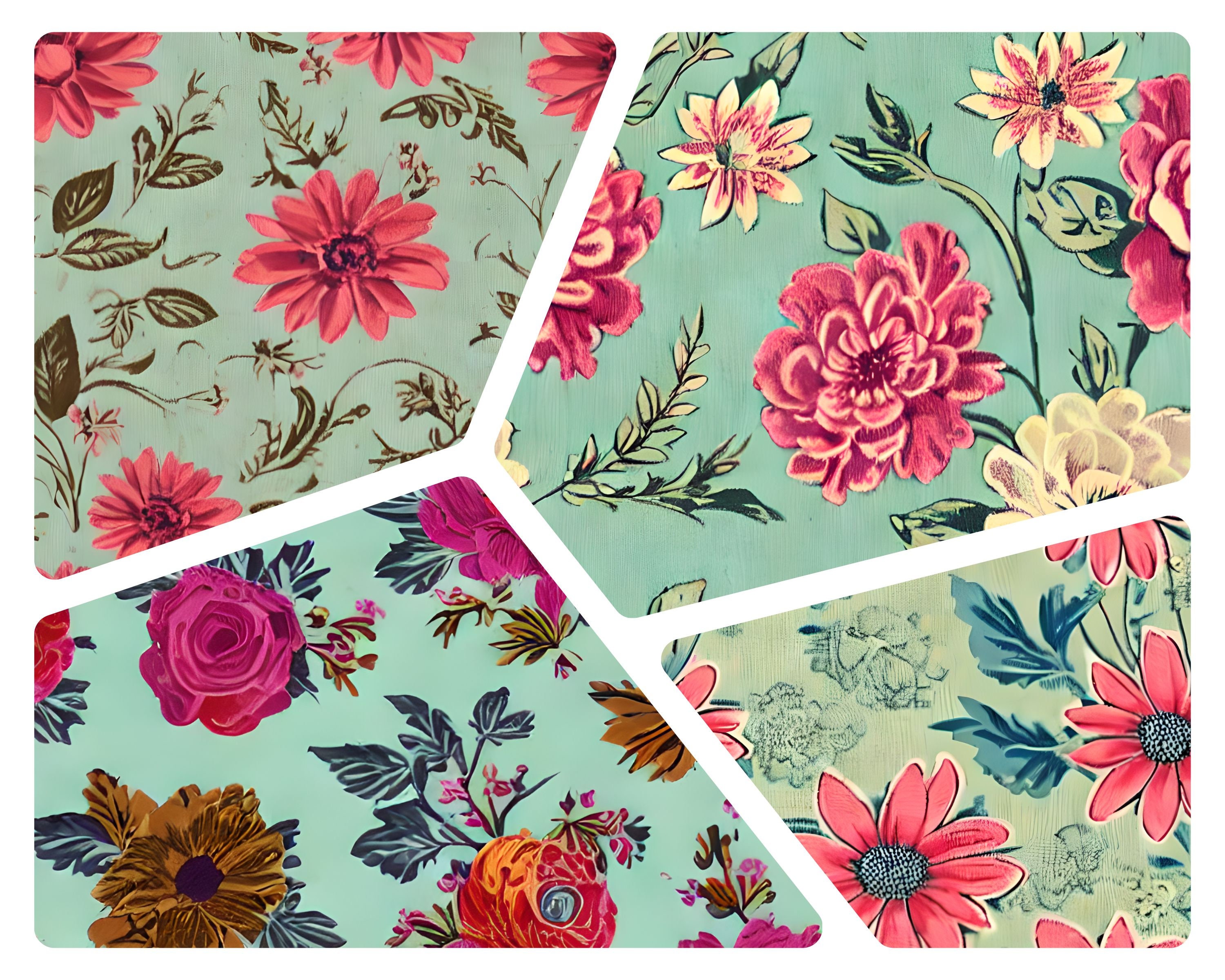 Floral Vintage Digital Paper, Vintage Textures, Antique Floral Art ...