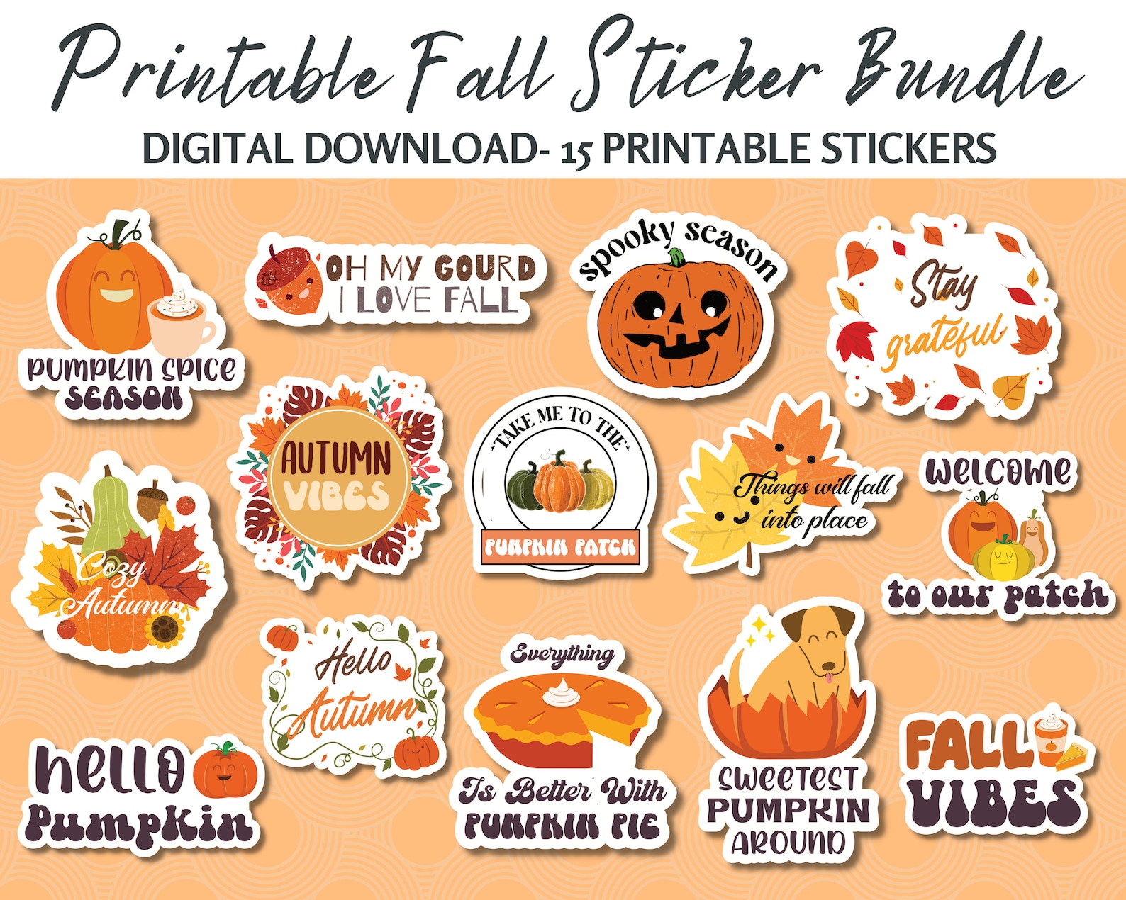 Printable Fall Sticker Bundle | Autumn Stickers | Fall Planner Stickers ...
