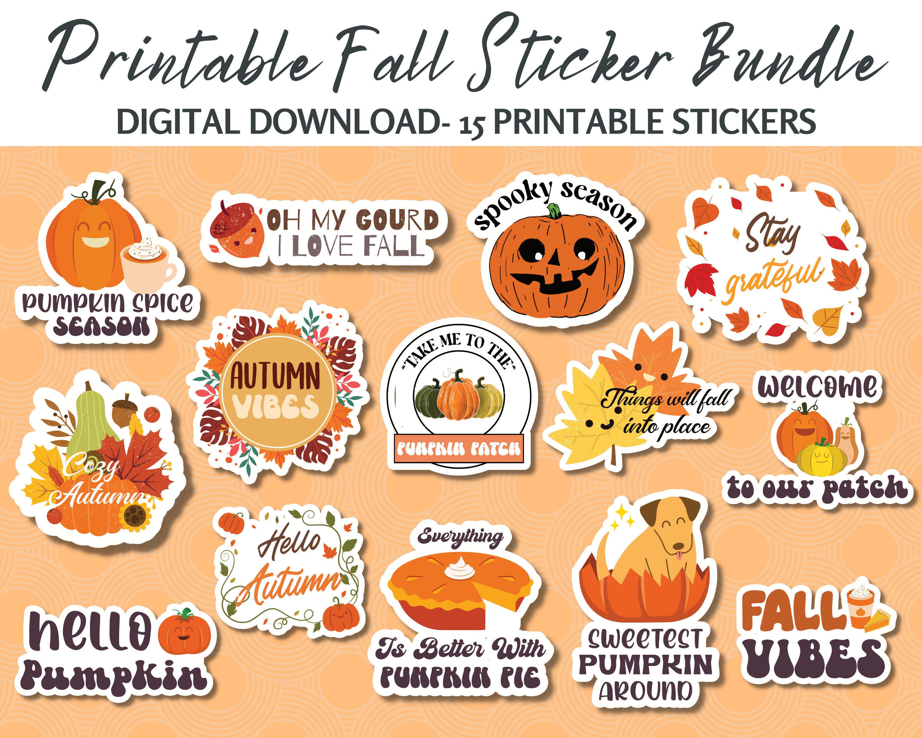 Printable Fall Sticker Bundle | Autumn Stickers | Fall Planner Stickers ...