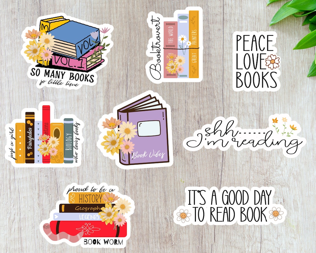Printable Book Lover Stickers Digital Stickers PNG Stickers - Etsy