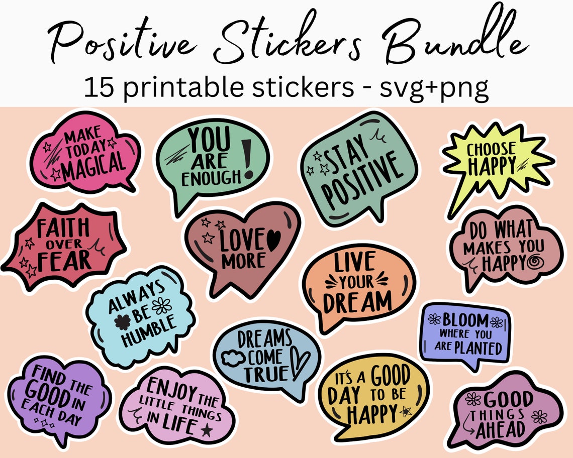 Positive Png Printable Stickers, Inspirational, Svg, Png, Mental Health ...