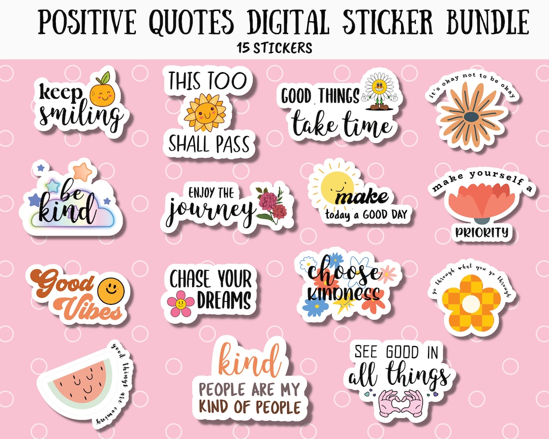 Inspirational Sticker, Positive Sticker Bundle, Groovy Sticker , Retro ...