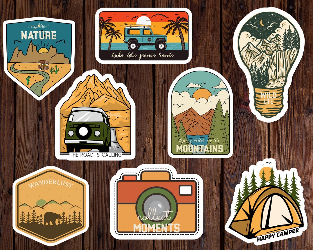 Printable Camping, Hiking and Outdoors PNG Digital Designs, Instant ...