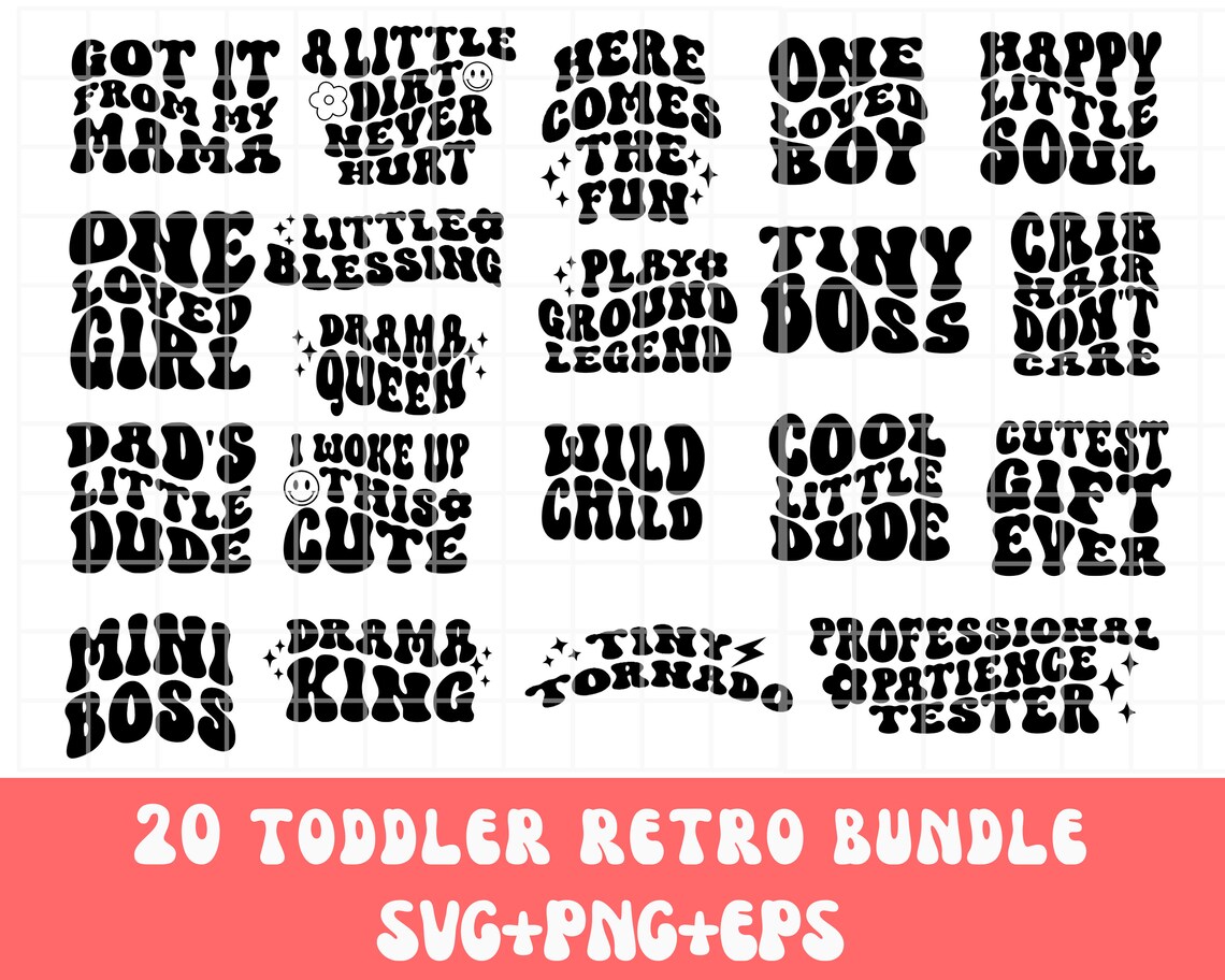 Toddler Svg Bundle, Kids Shirt Svg, Retro Kids Svg, Wavy Svg, Funny ...