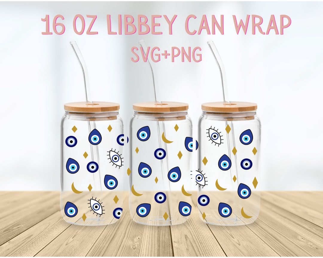 Evil Eye Libbey Glass SVG, Evil Eye Beer Can Glass SVG, Full Wrap for ...
