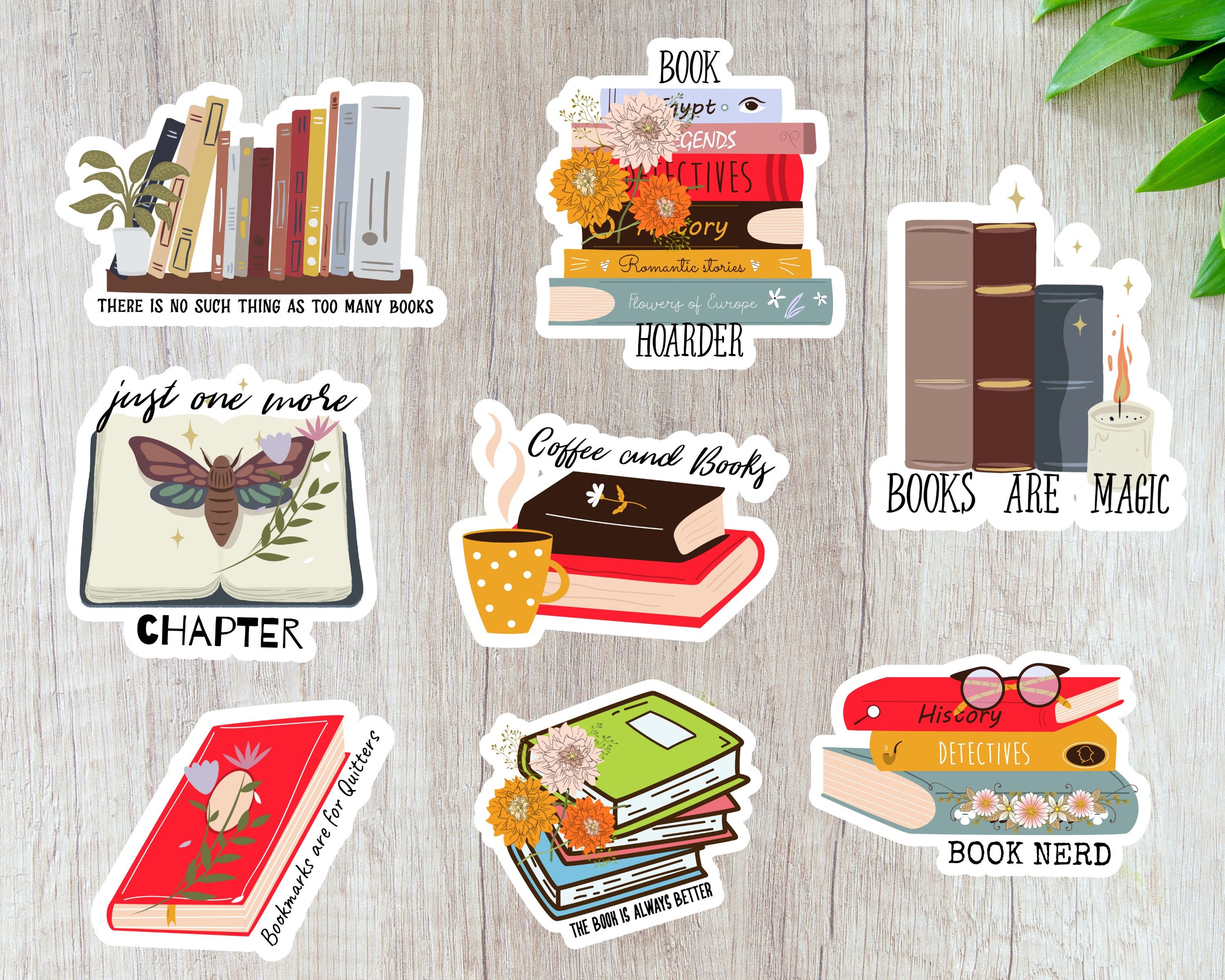 Printable Book Lover Stickers, Digital Stickers, PNG Stickers ,print ...