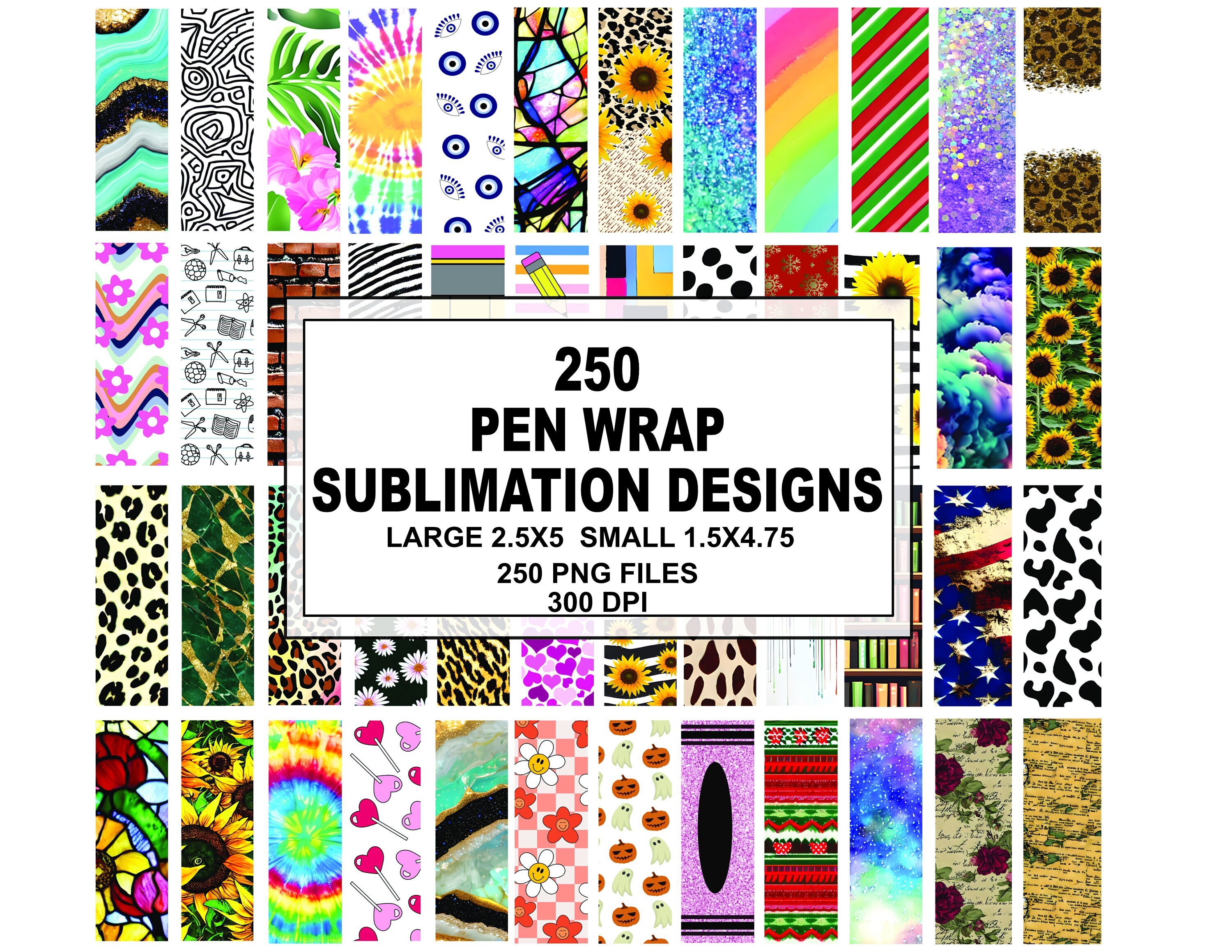 250 PNG Pen Wrap Bundle, Pen Wrap Sublimation Designs, Pen Designs ...