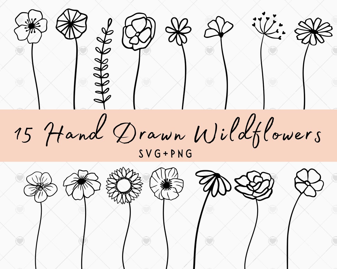 Flower Bundle Svg, Flower Svg, Wildflower Svg, Flowers and Leaves ...