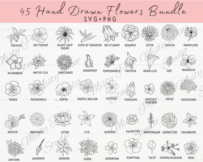 Flower Bundle Svg, Flower Svg, Wildflower Svg, Flowers, Flower Svg ...