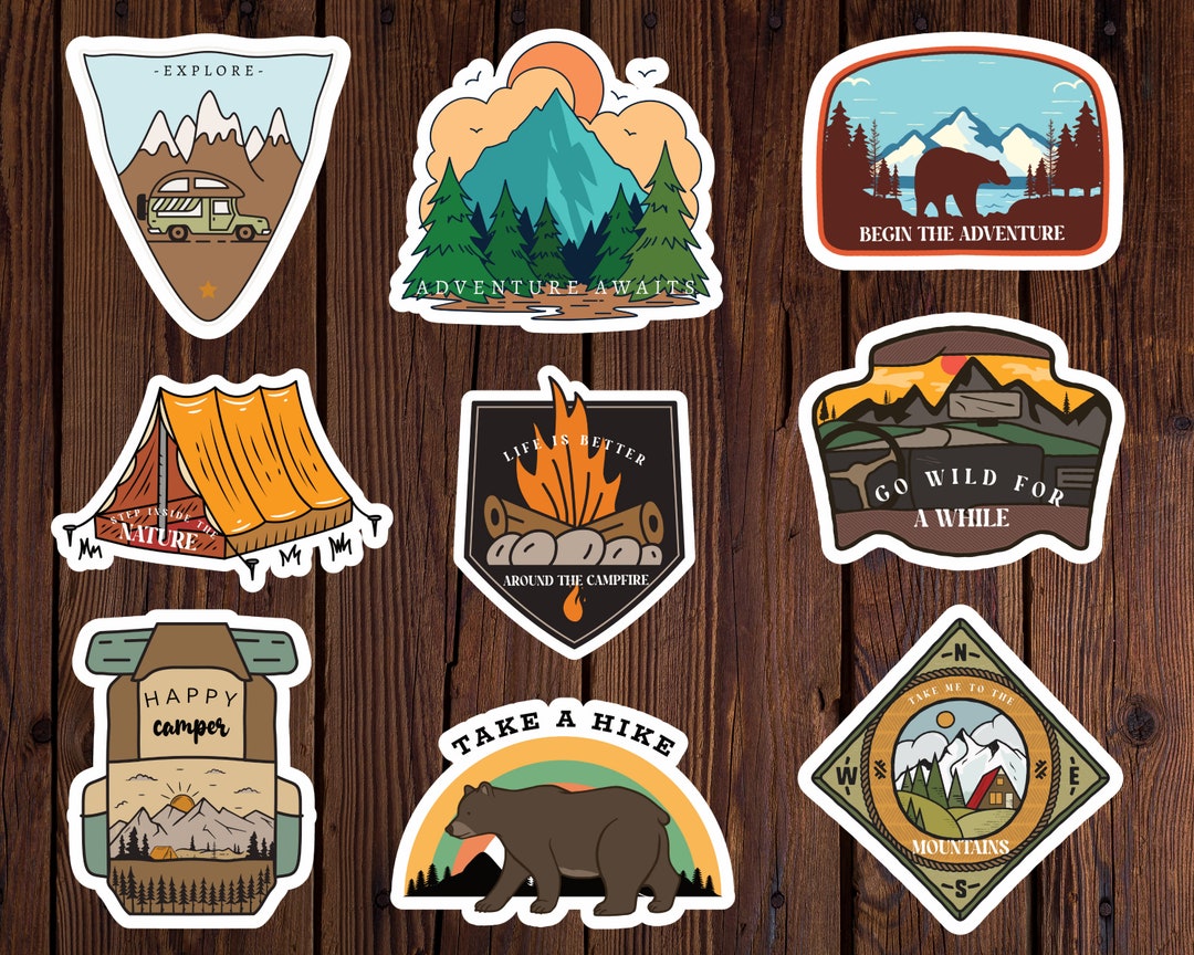 Printable Camping, Hiking and Outdoors PNG Digital Designs, Instant ...