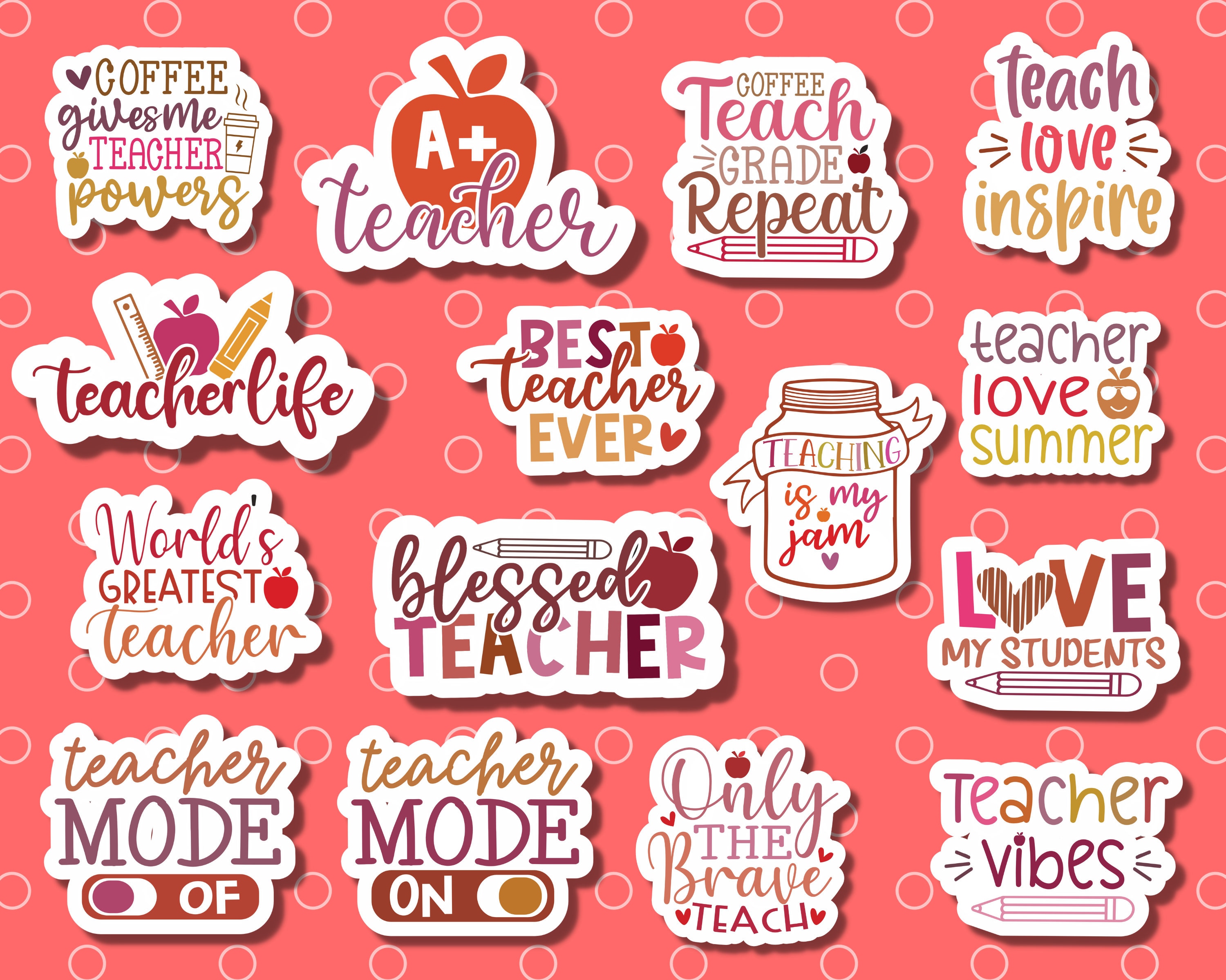 TEACHER STICKER Bundle Png, Teacher Png, Blessed Teacher, Teacher Apple ...