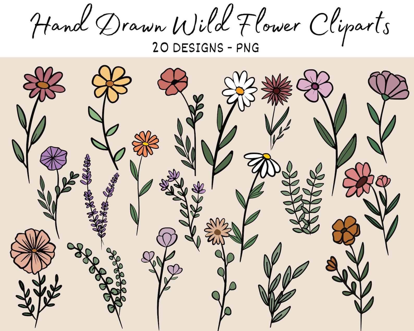 Flower Bundle PNG, Spring Clipart, Wildflower Png, Floral Clipart ...