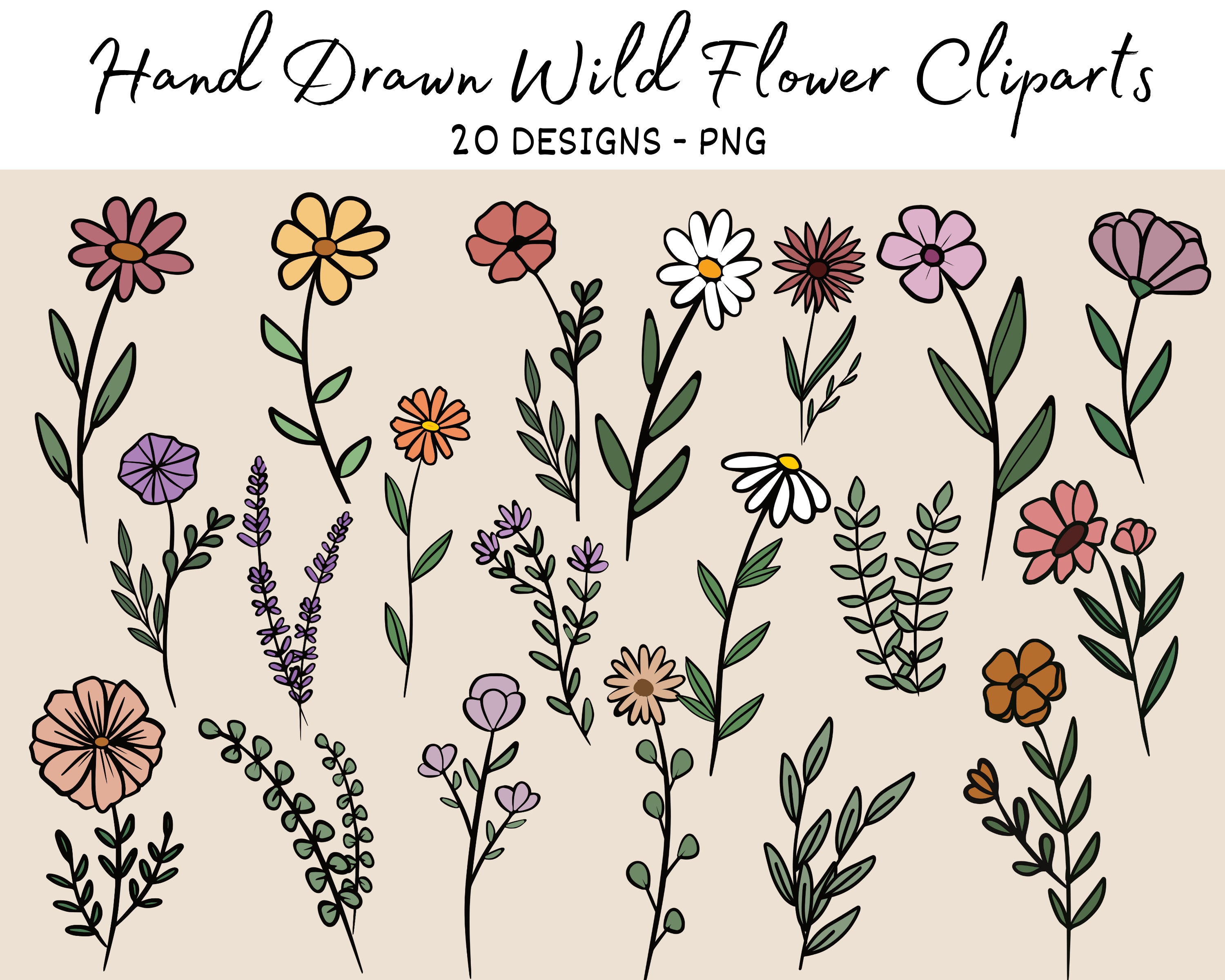 Flower Bundle PNG, Spring Clipart, Wildflower Png, Floral Clipart ...