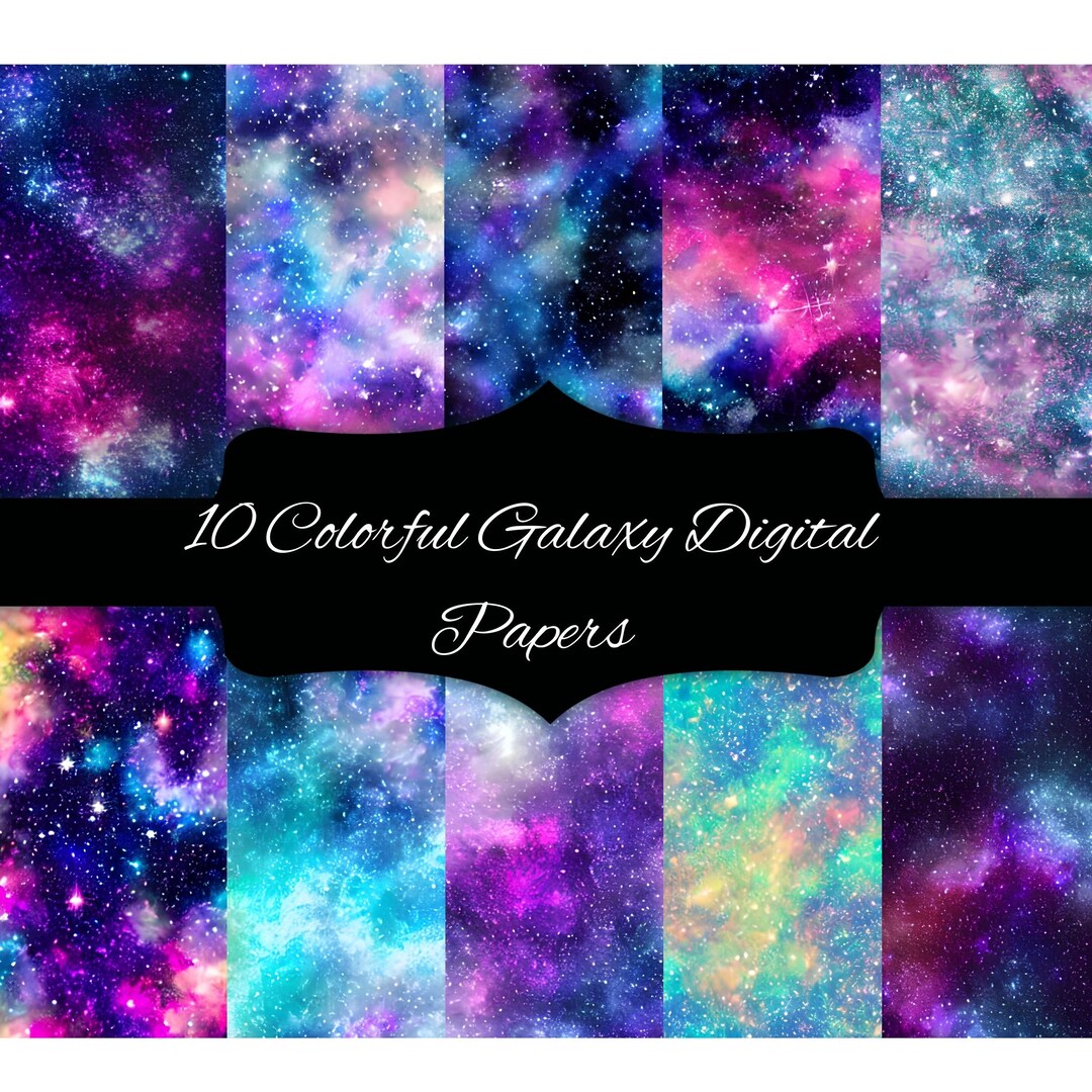 10 Galaxy Watercolor Digital Paper, Cosmic Pattern, Universe Background ...