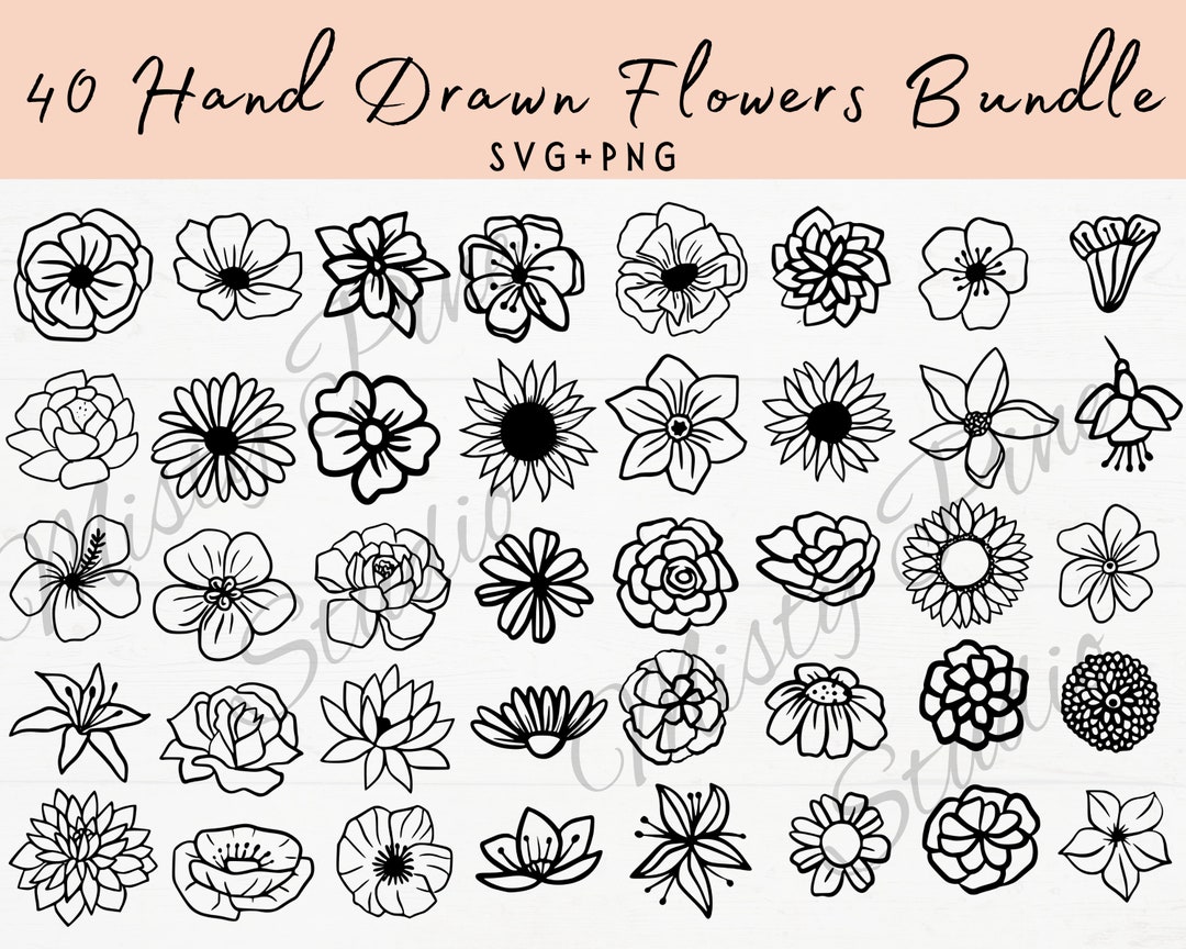 Flower Bundle Svg, Flower Svg, Wildflower Svg, Flowers and Leaves ...