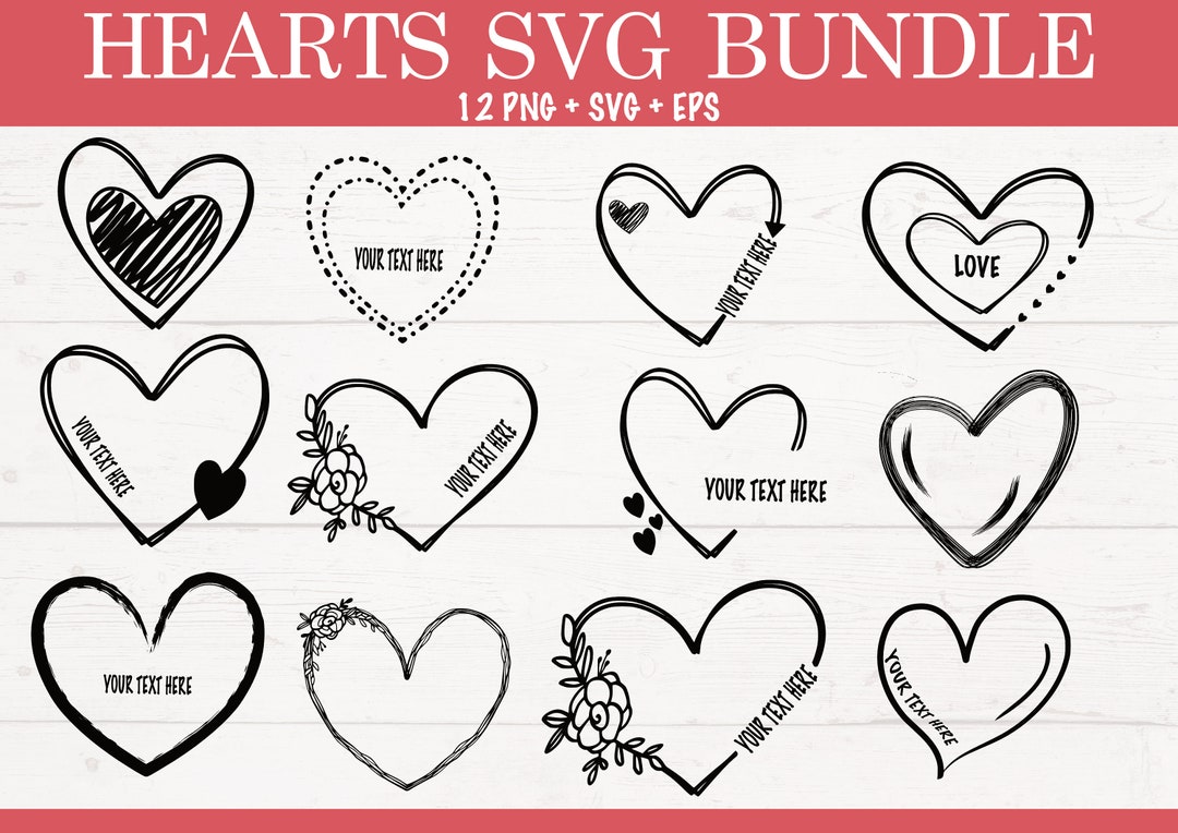 Doodle Heart SVG Bundle, Heart Svg Bundle, Hand Drawn Heart Svg, Open ...