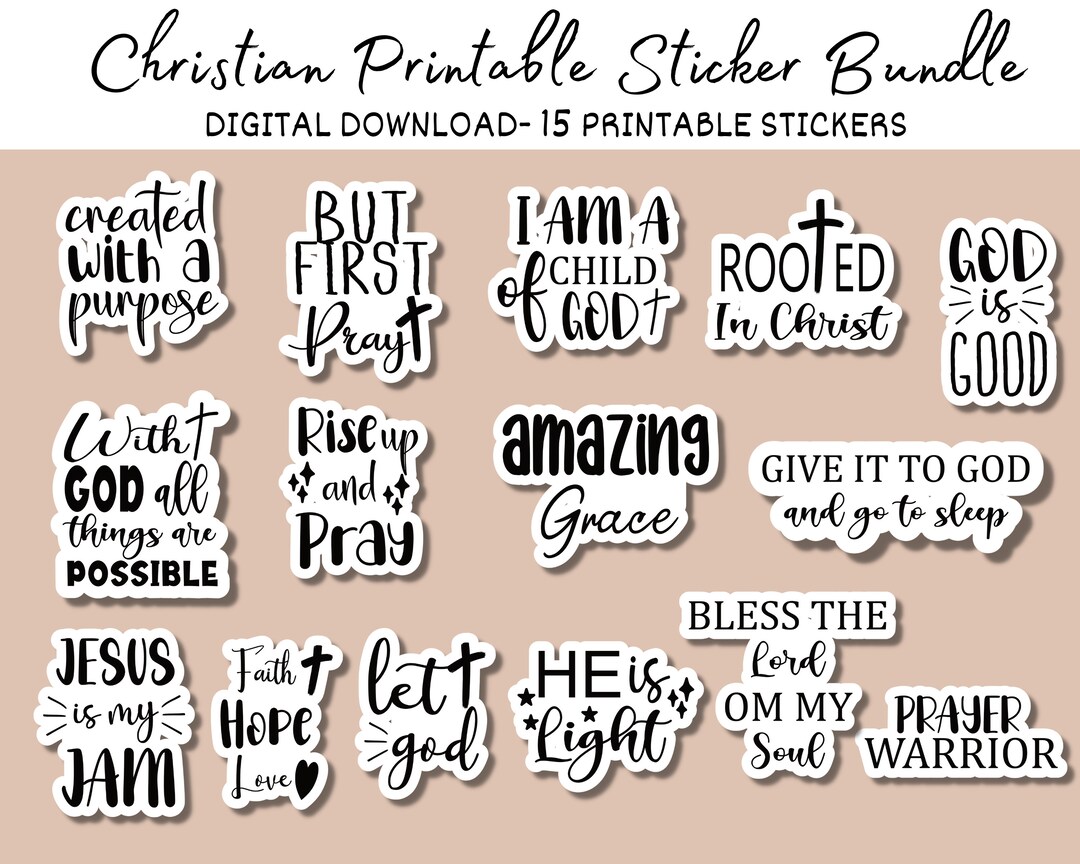 Christian Stickers Svg, Bible Inspirational Sticker Bundle, Stickers ...