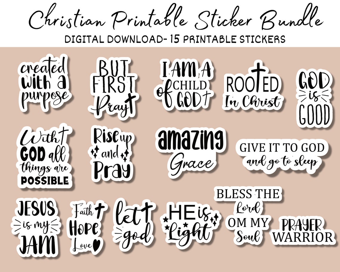Christian Stickers Svg, Bible Inspirational Sticker Bundle, Stickers ...