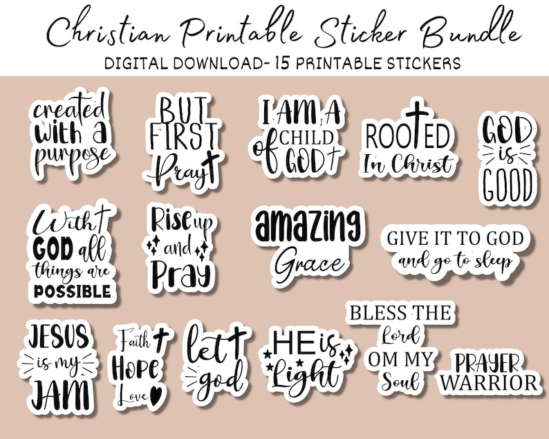 Christian Stickers Svg, Bible Inspirational Sticker Bundle, Stickers ...