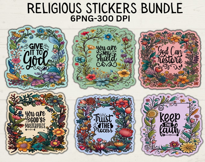 Cute Christian Quotes Stickers SVG PNG Bundle, Printable Bible Study ...