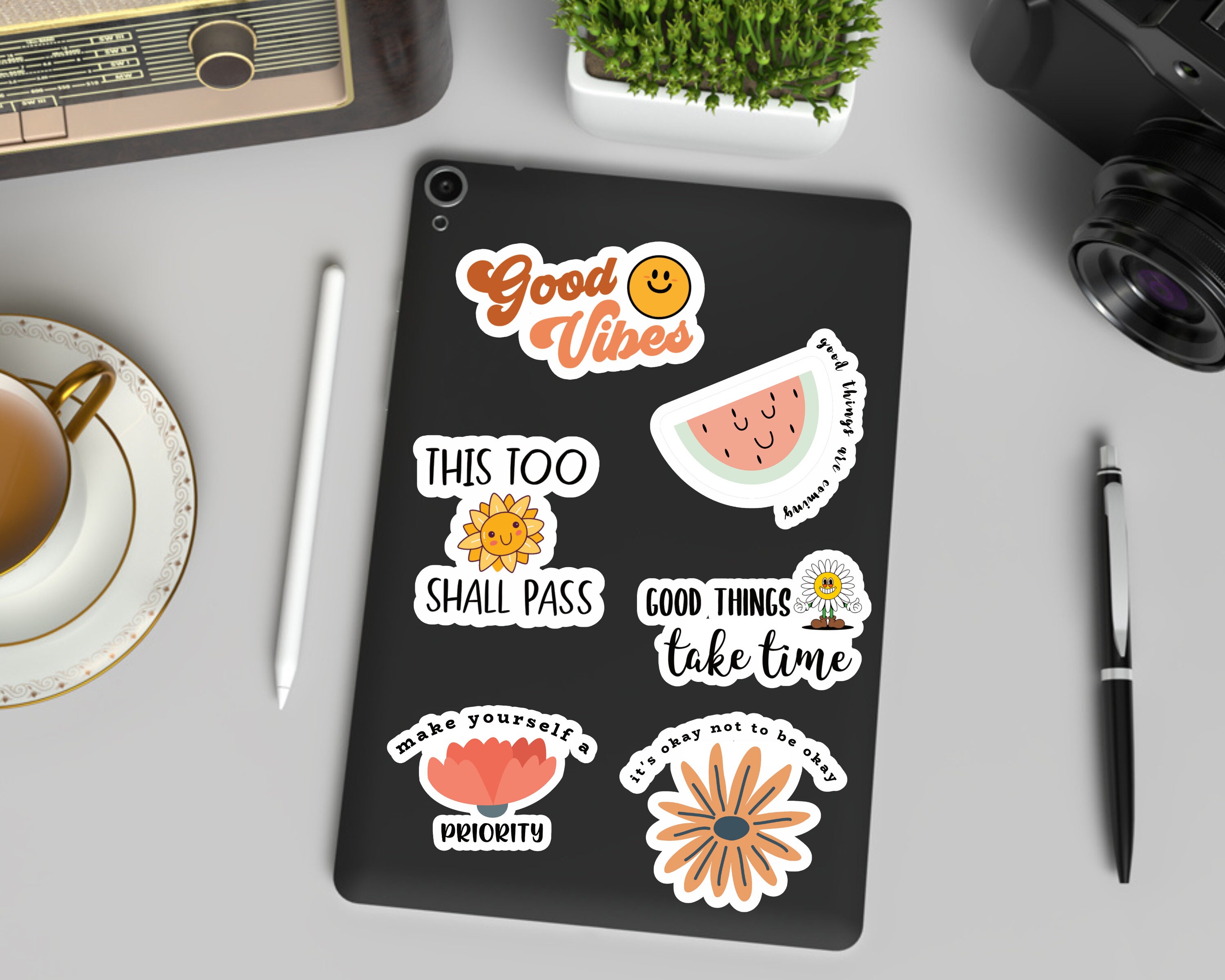 Inspirational Sticker, Positive Sticker Bundle, Groovy Sticker , Retro ...