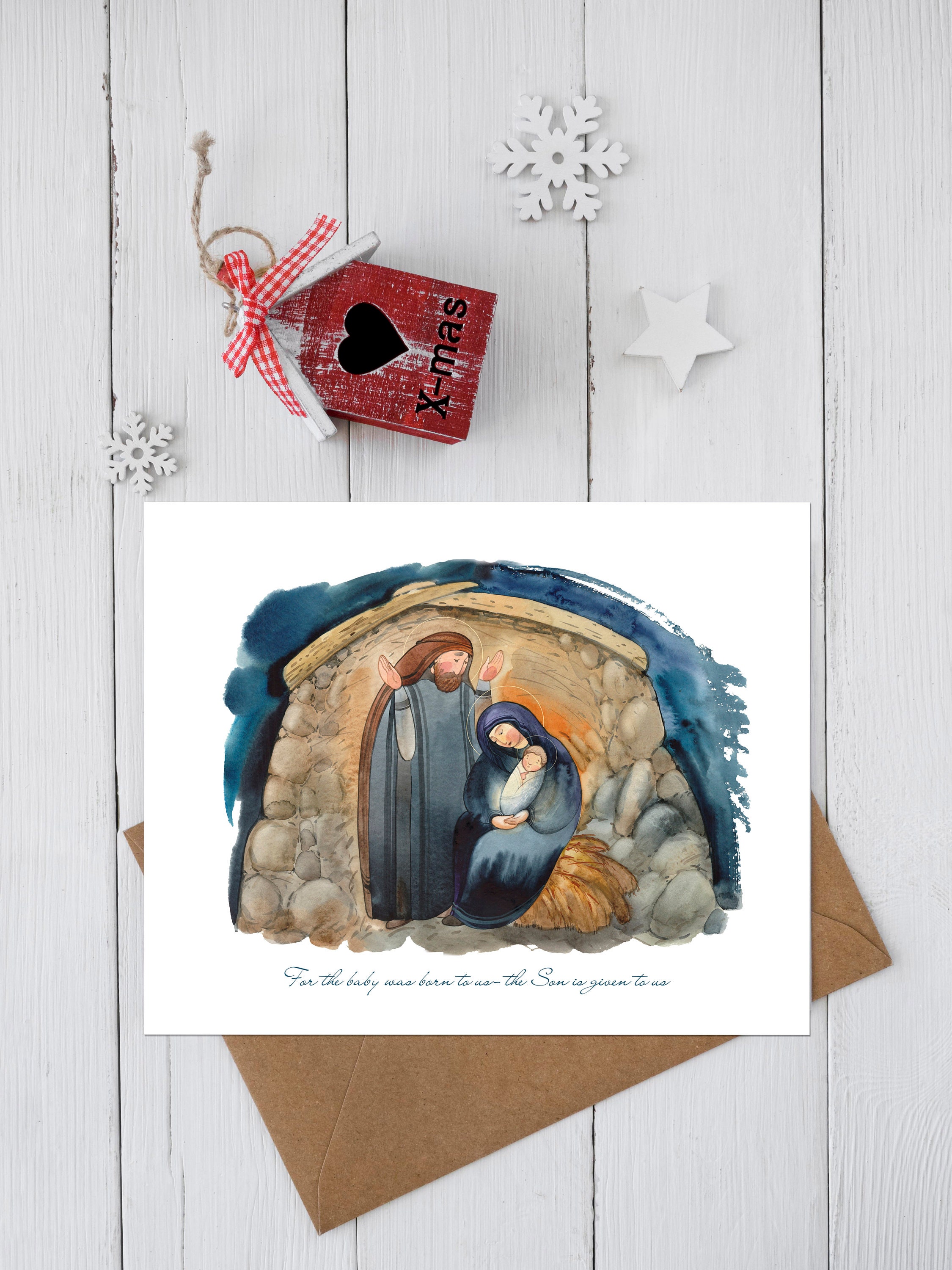 Christmas Nativity Scene, Christian Card, Poster, Print: Digital ...