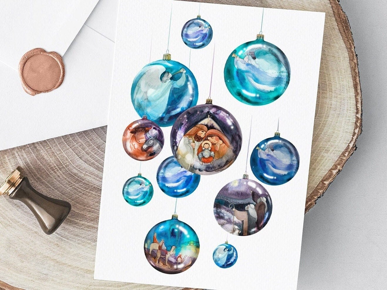 Christmas Nativity Scene, Christian Card, Poster, Print: Digital ...