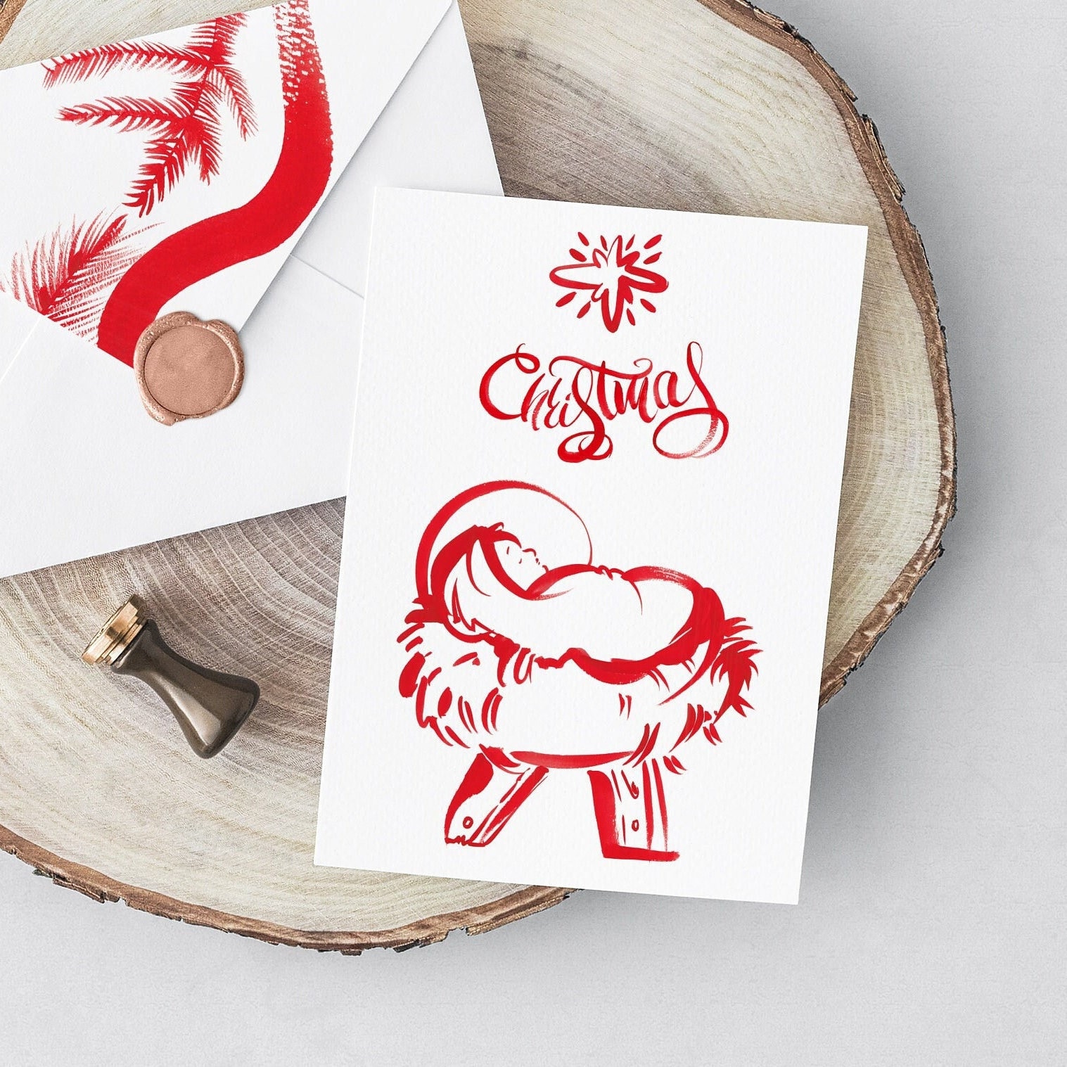 Christmas Nativity Scene, Christian Card, Poster, Print: Digital ...