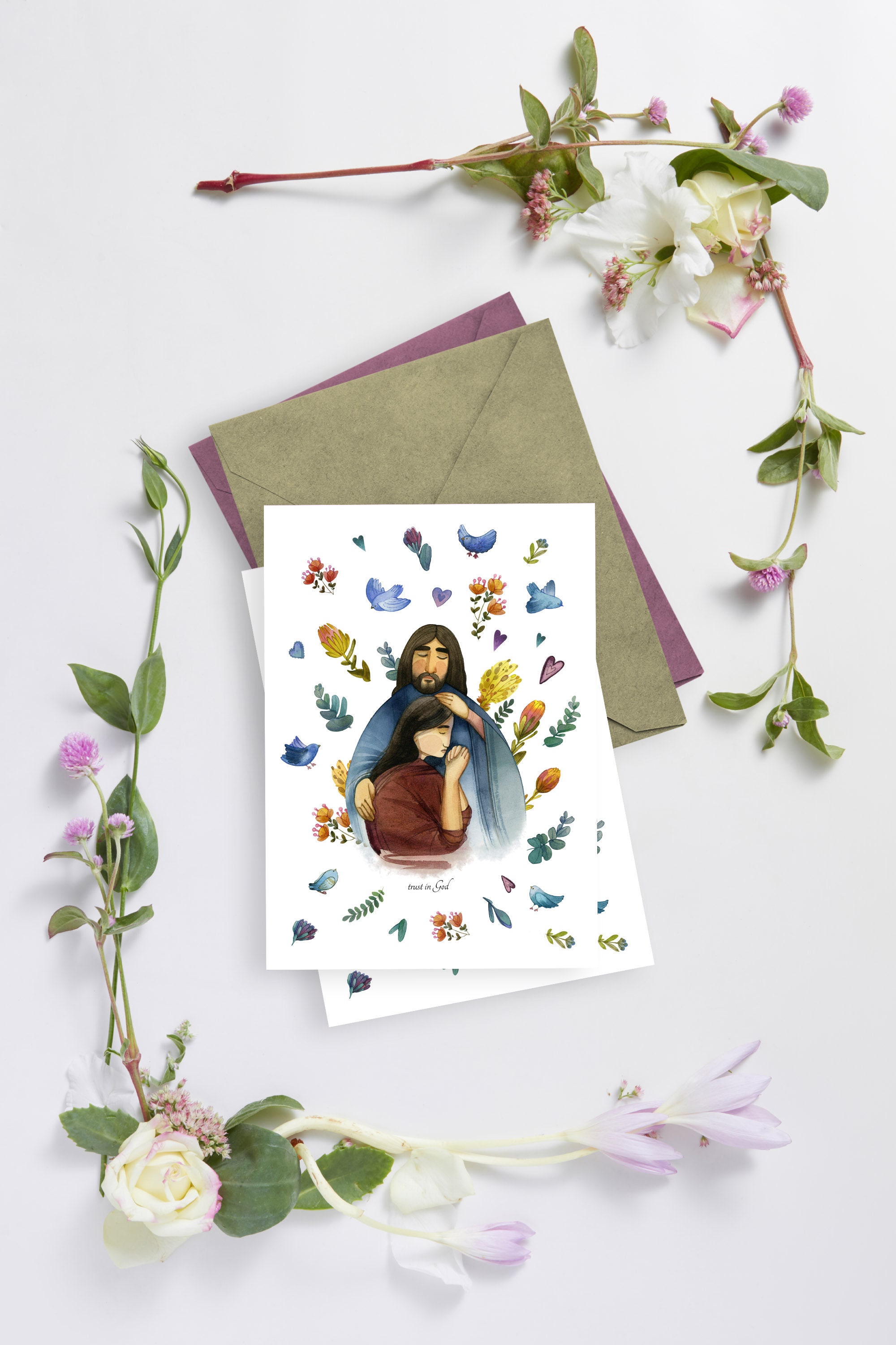 Christian Hand-drawn Watercolor Poster Postcard Clipart - Etsy