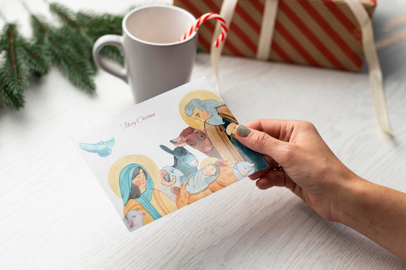 A Set of Christmas Nativity Cards Digital Download, Hand-drawn ...