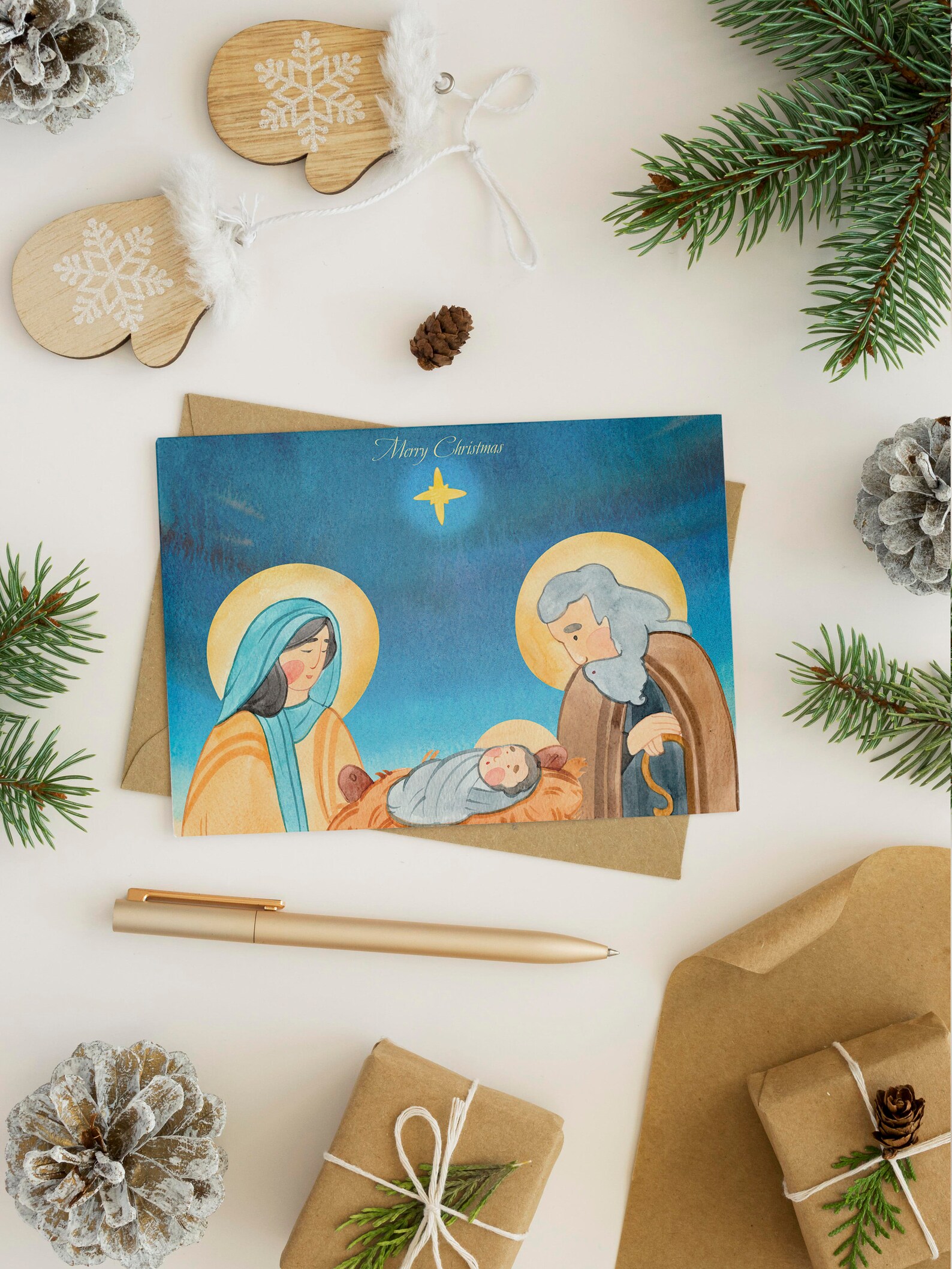 A Set of Christmas Nativity Cards Digital Download, Hand-drawn ...