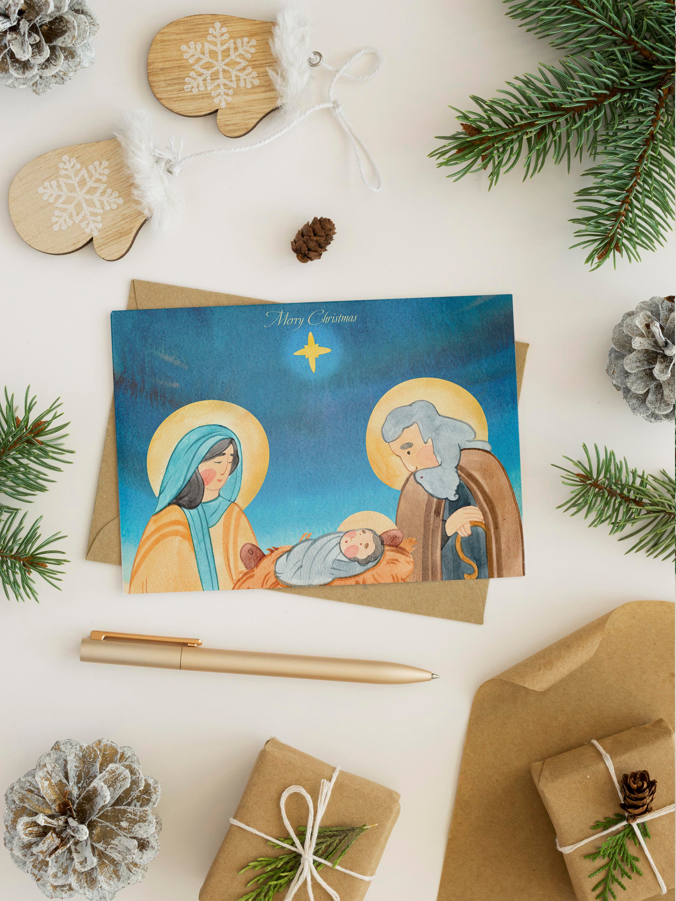 A Set of Christmas Nativity Cards Digital Download, Hand-drawn ...