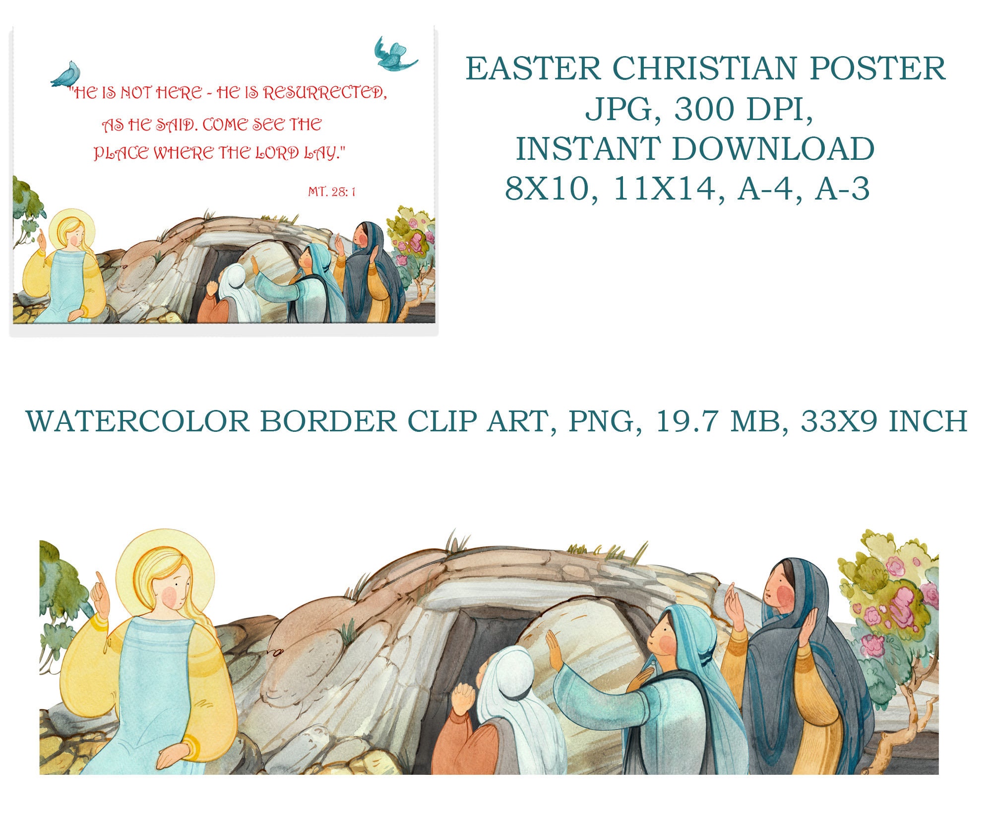 Easter Christian Clipart, Easter Poster, Card. Easter Christian ...