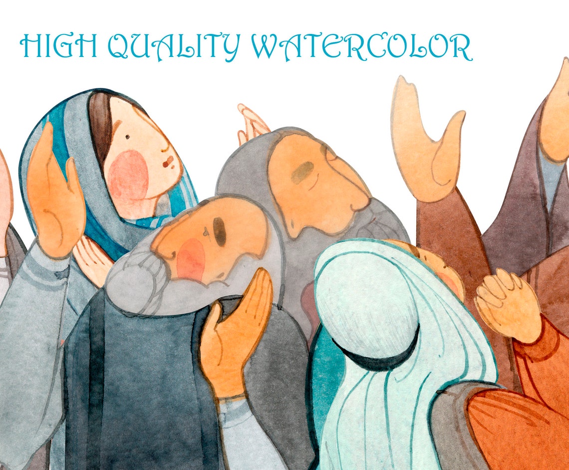 Christian Watercolor Art People in Prayer Christian - Etsy