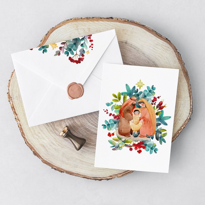 Christmas Nativity Cards Pack Printable, Hand-drawn Christian Cards ...