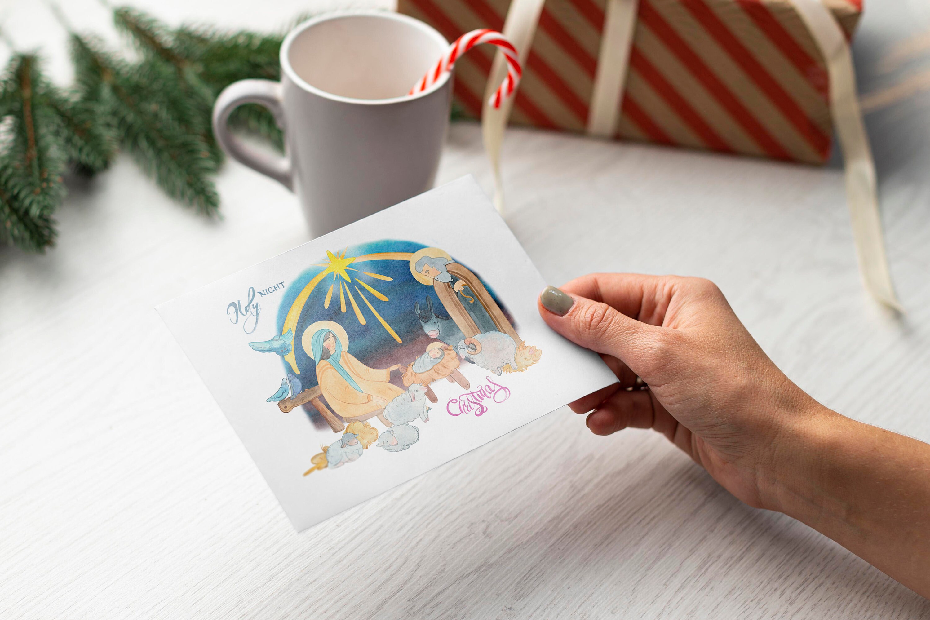 A Set of Christmas Nativity Cards Digital Download, Hand-drawn ...