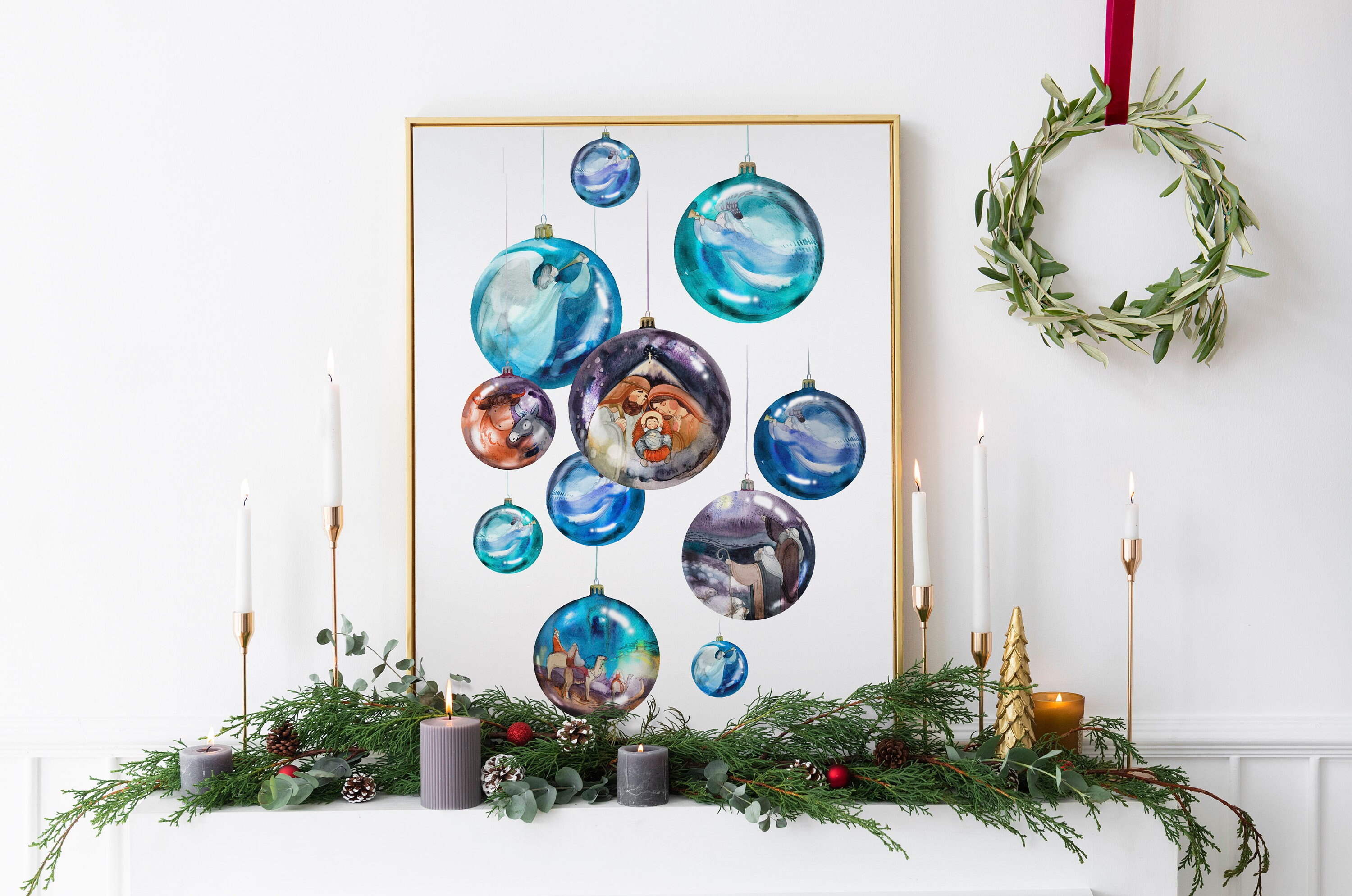 Christmas Nativity Scene, Christian Card, Poster, Print: Digital ...
