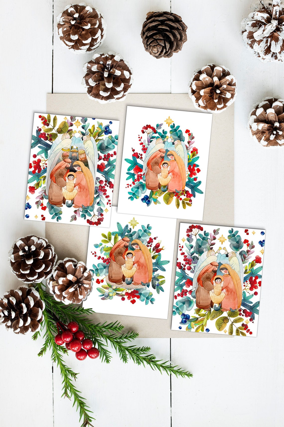 Christmas Nativity Cards Pack Printable Hand-drawn Christian - Etsy