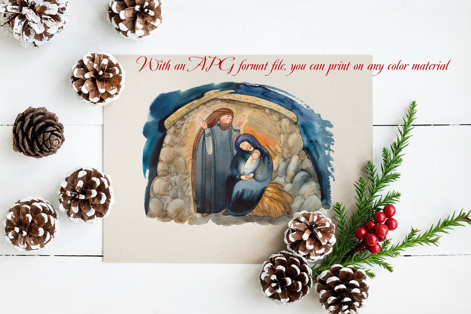 Christmas Nativity Scene, Christian Card, Poster, Print: Digital ...
