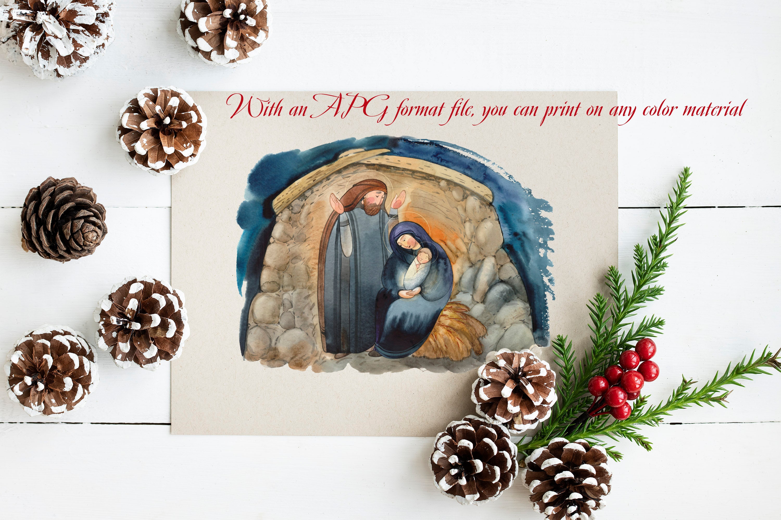 Christmas Nativity Scene, Christian Card, Poster, Print: Digital ...