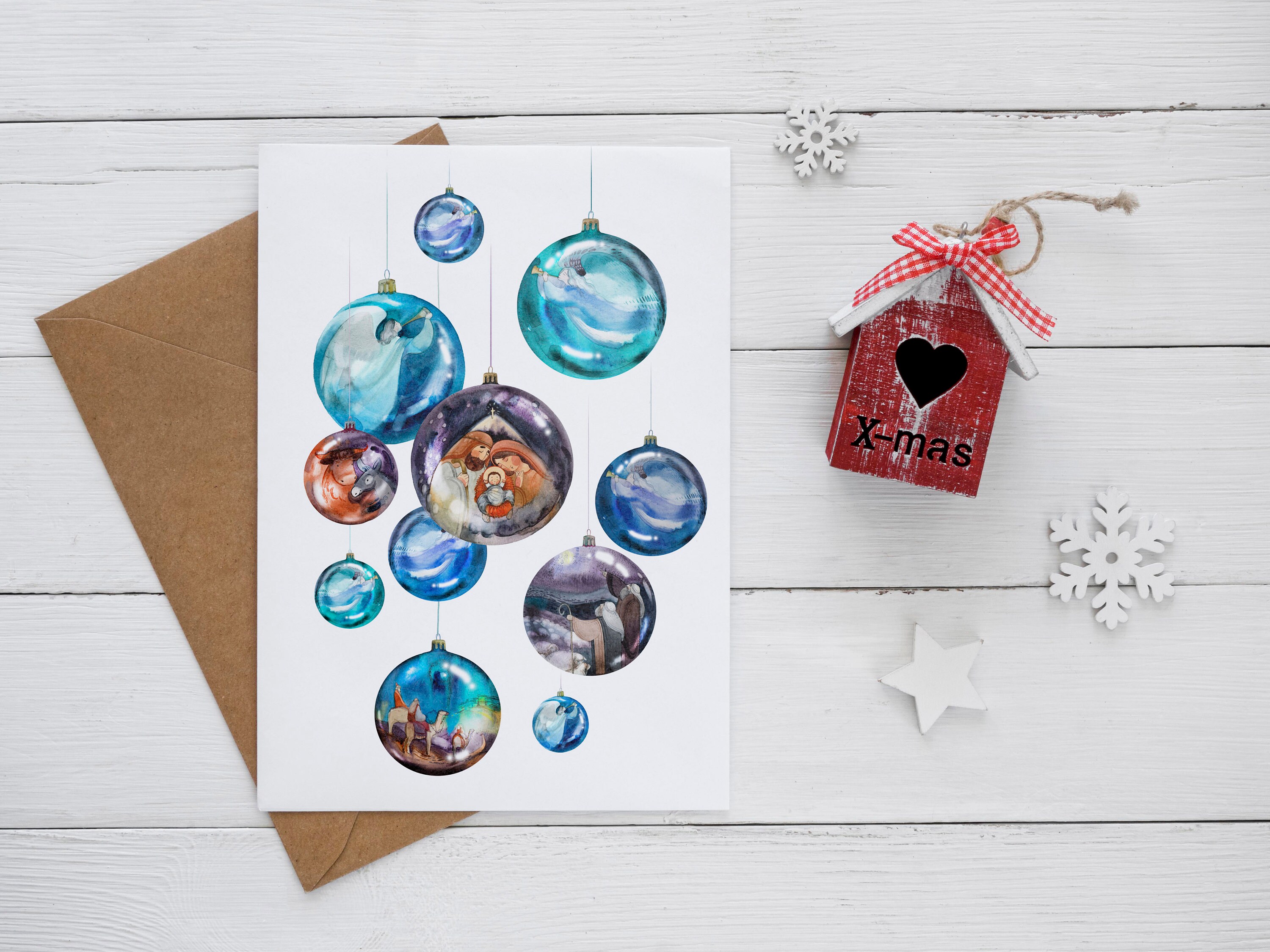 Christmas Nativity Scene, Christian Card, Poster, Print: Digital ...