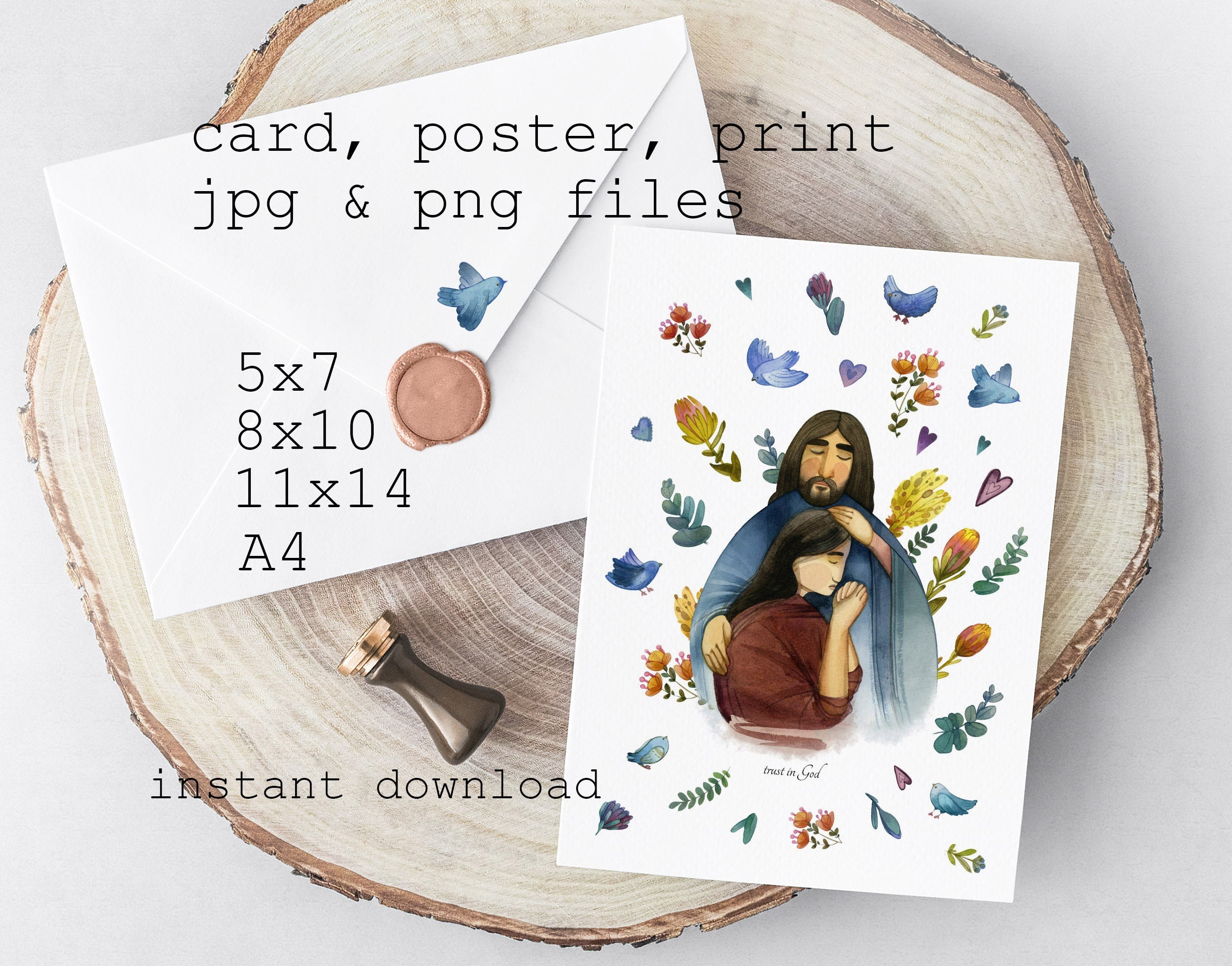 Christian Hand-drawn Watercolor Poster Postcard Clipart - Etsy